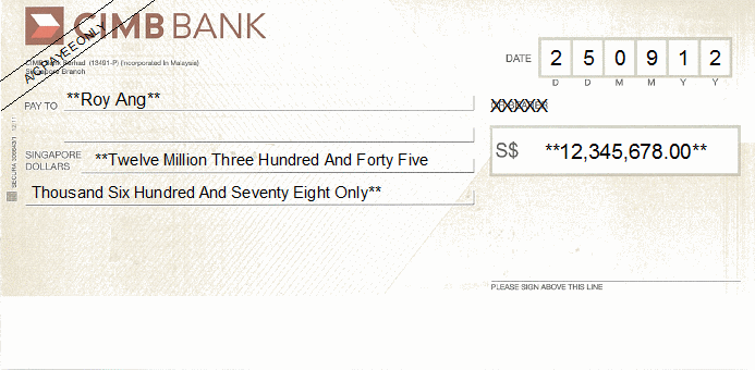 Cheque Writing/ Printing Software for Singapore Banks