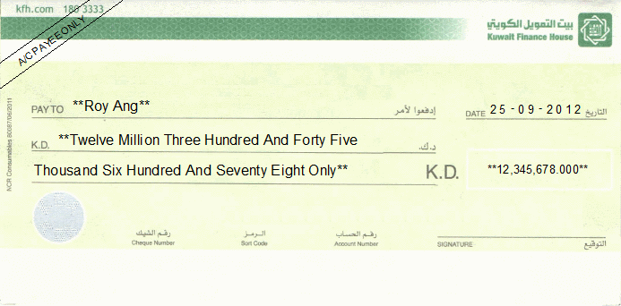 Cheque Writing/ Printing Software for Kuwait Banks